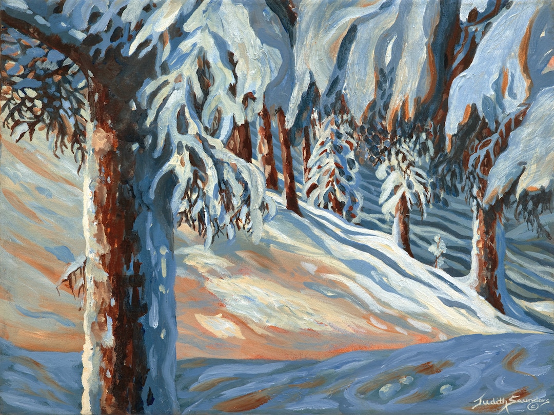 Nature Snow Scene, Shadows on Snow, Artistic Giclee Prints, Wilderness ...