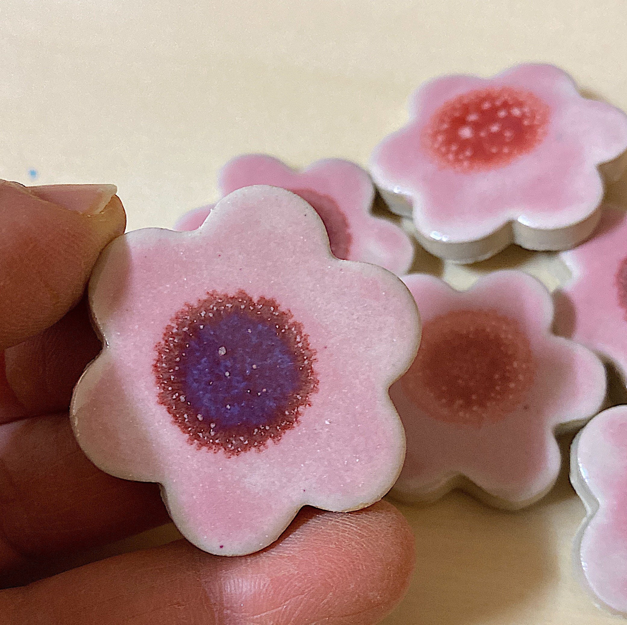 Pink Small Flowers Flower Tiles Set 6 pieces | Etsy