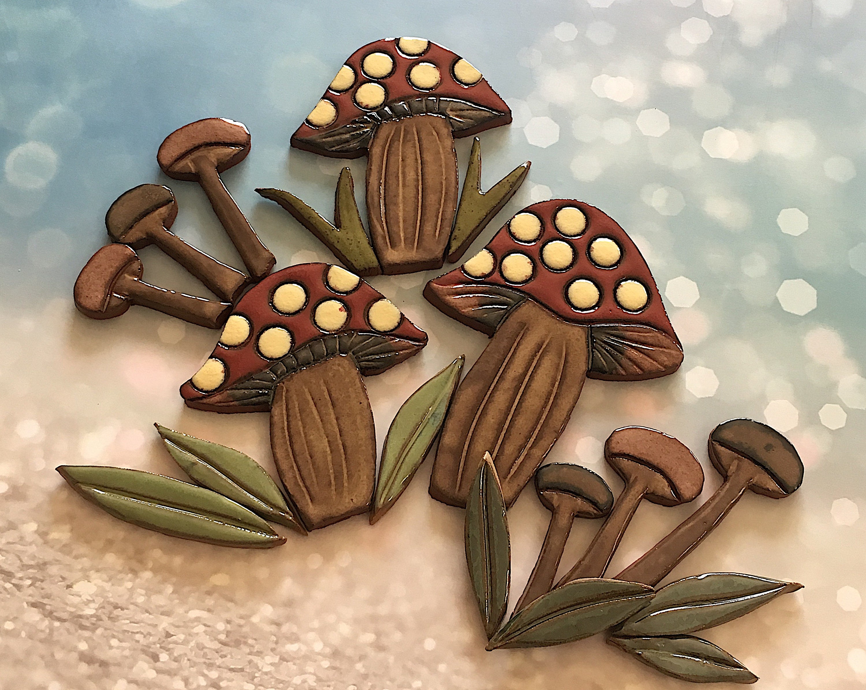 Mushroom Ceramic Tile SET Mosaic Tiles Ceramic Tiles Hand - Etsy