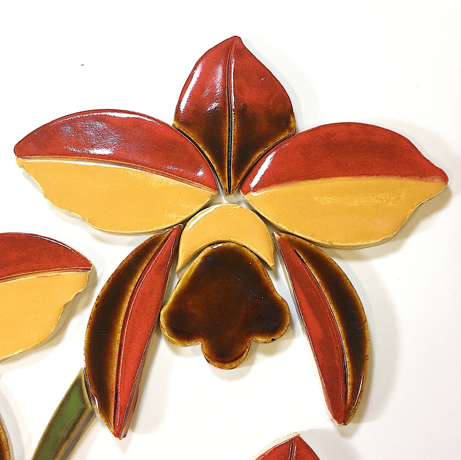 Set of 3 Orchids Ceramic Tiles for Mosaic and Wall Decoration | Etsy