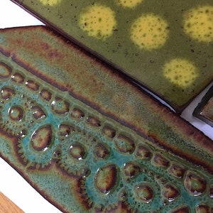 Green Ceramic Tiles Handcrafted in Various Shapes and Textures - Etsy