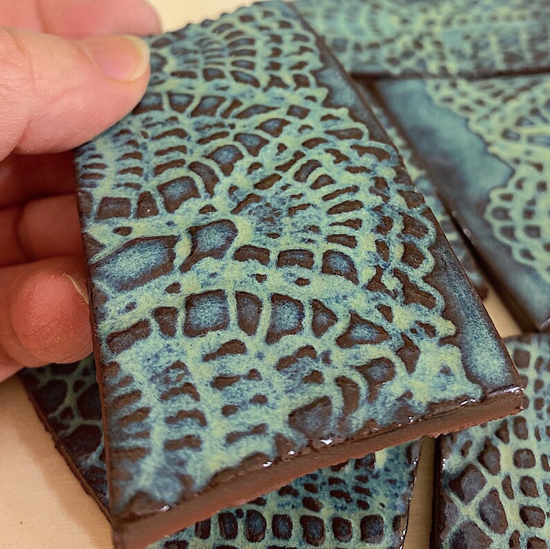 Textured Green-blue Ceramic Tiles for Mosaic Making Mosaic - Etsy