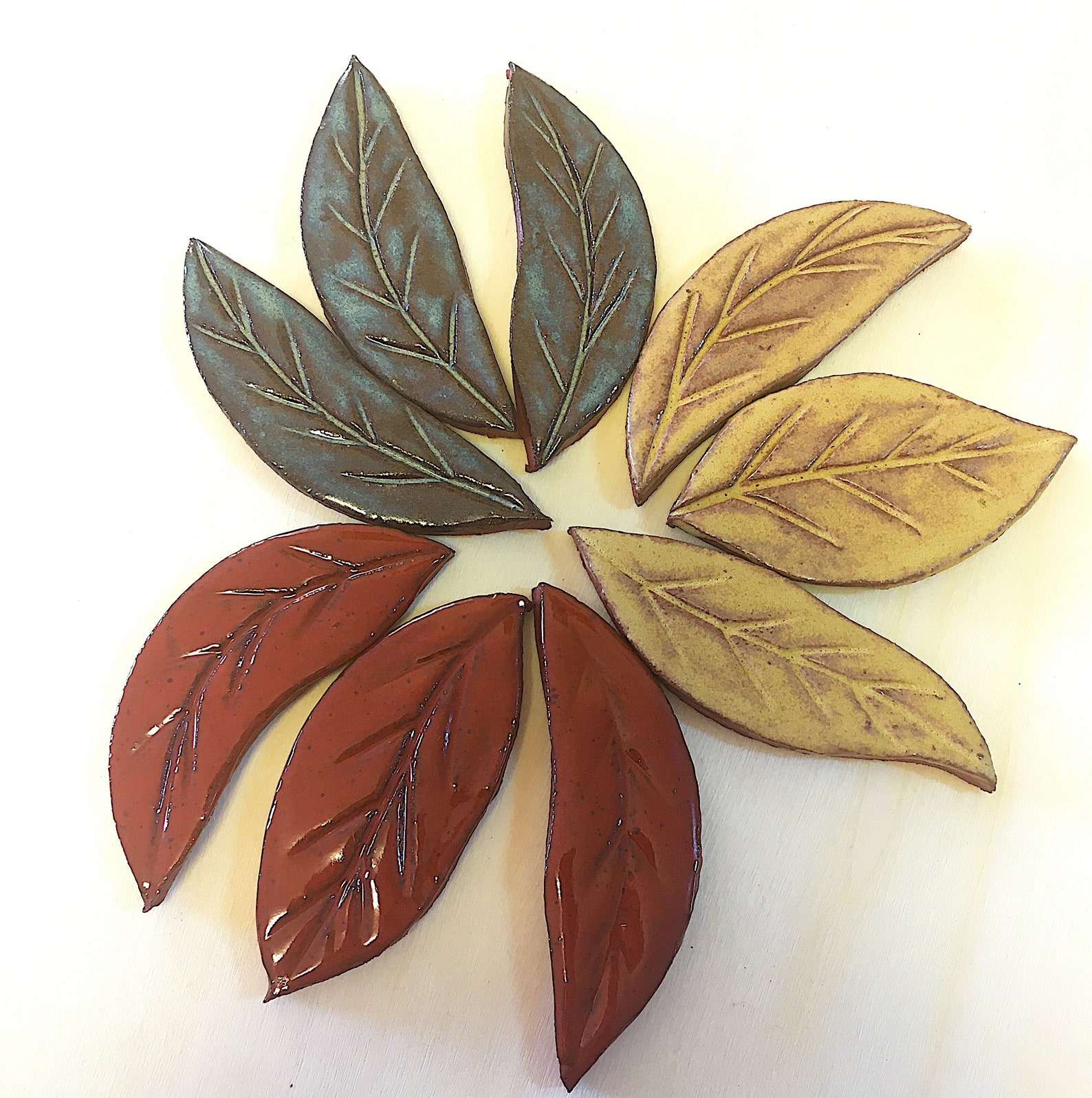 Fall Leaf Mosaic Tiles 9 Pieces | Etsy