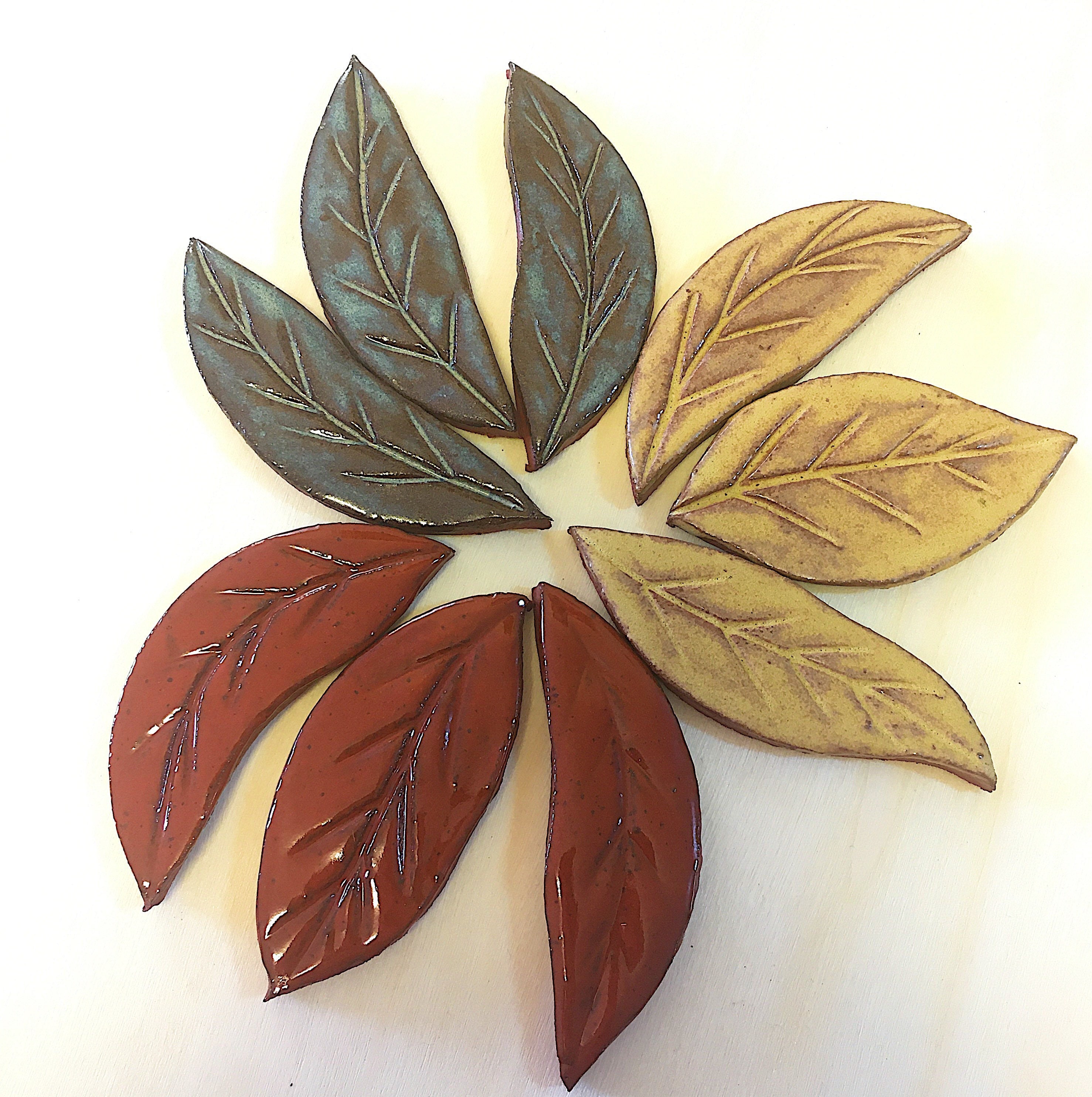 Fall Leaf Mosaic Tiles 9 Pieces | Etsy