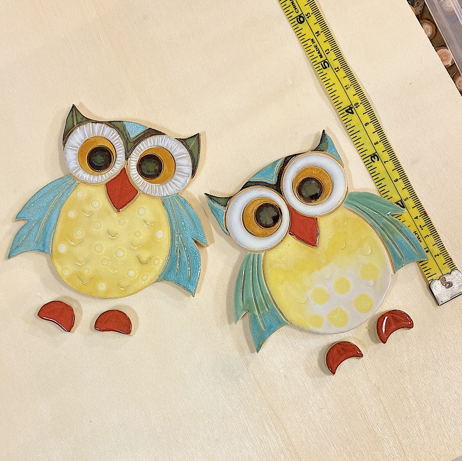 Two Ceramic Owl Tiles for Mosaic and Wall Art Mosaic Tiles | Etsy