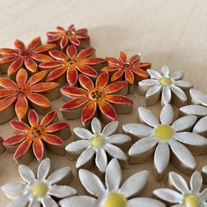 Daisies Flowers Ceramic Tiles for Mosaic Making. Small Flower Tiles 20 Pieces - Etsy