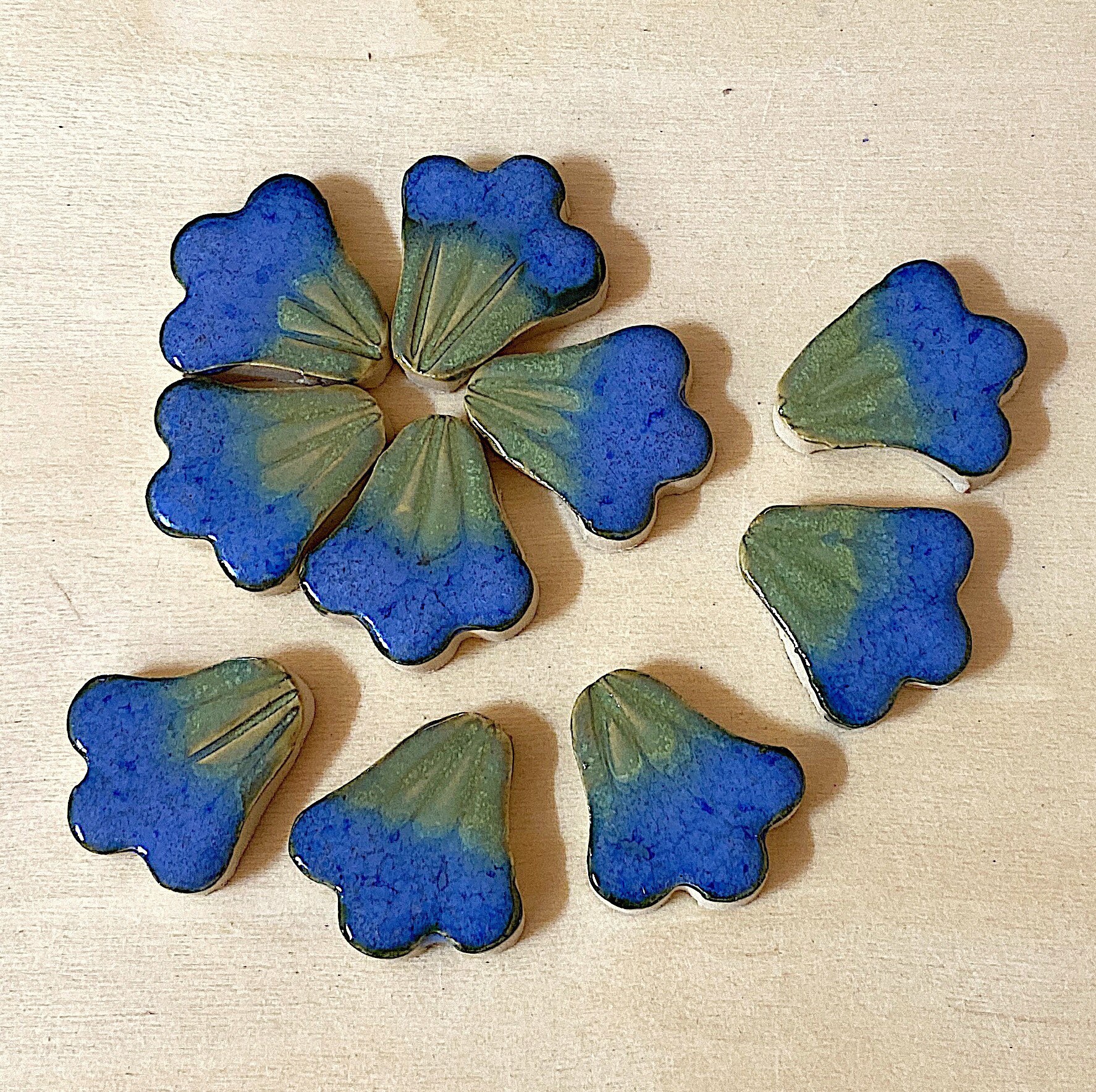 Green and Blue Flowers Tiles 10 Pieces | Etsy
