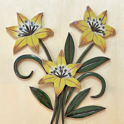 Lilies Flowers Glass Tiles Mosaic - Etsy