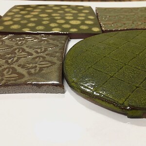 Green Ceramic Tiles Handcrafted in Various Shapes and Textures - Etsy