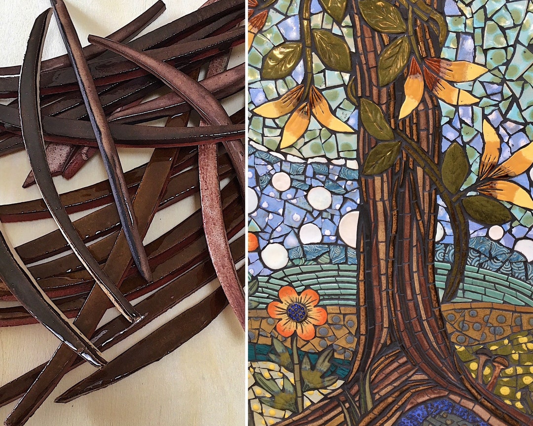 Brown Mosaic Tiles for Crafts, Ceramic Tiles for Mosaic, Ceramic Strips ...