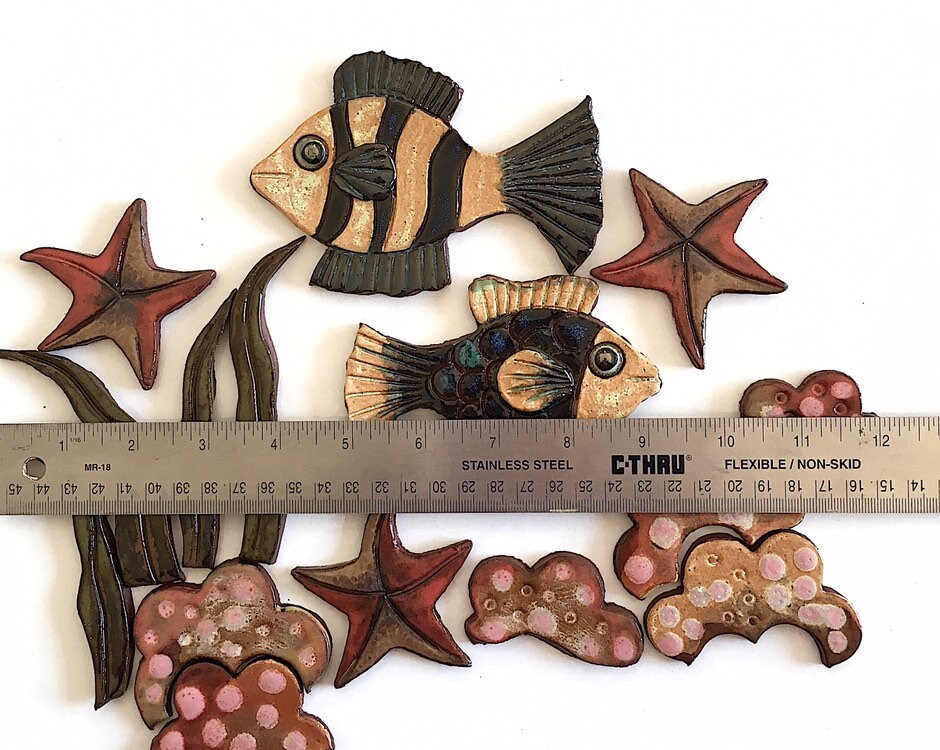 Fish Ceramic Tiles Set Handcrafted for Mosaic and Wall | Etsy