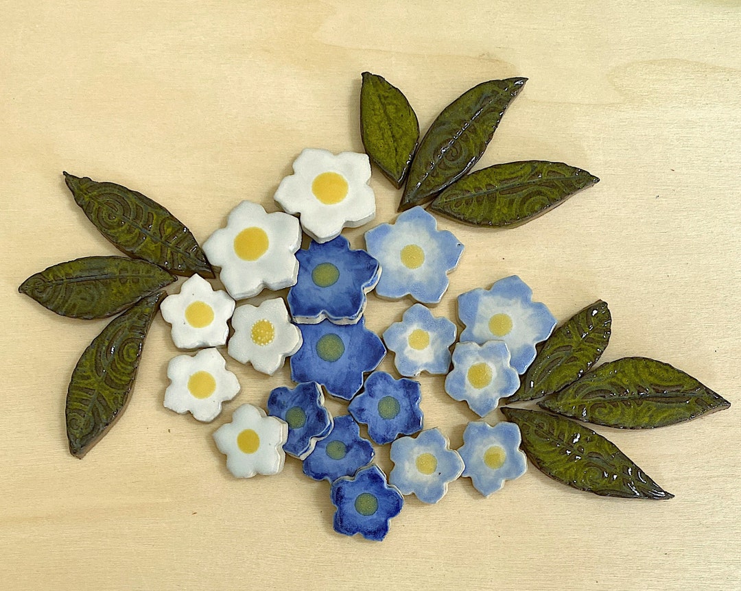 Ceramic Flowers Tiles in Blue and White 27 Pieces Set - Etsy