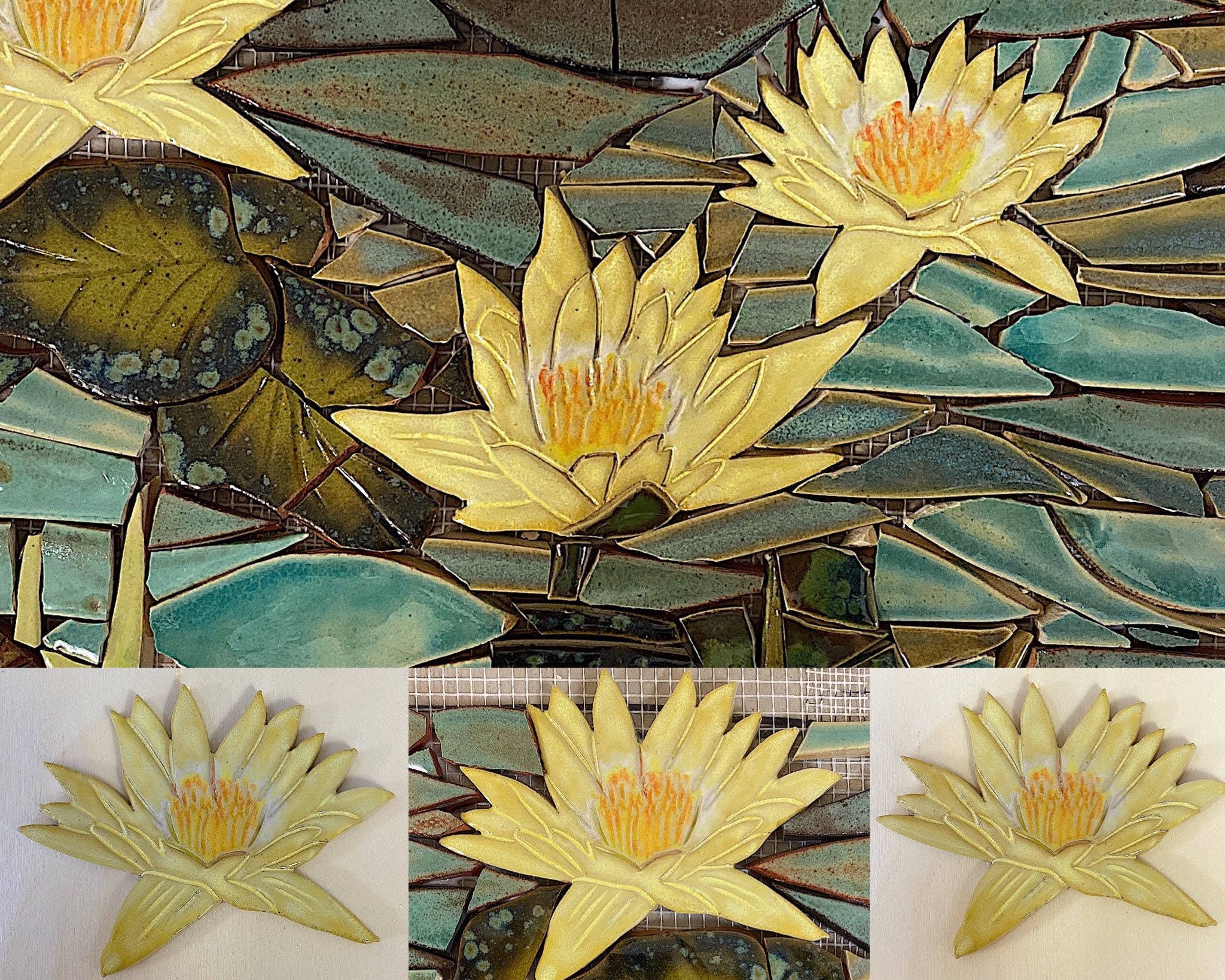Yellow Water Lilies Ceramic Tile Set - Etsy