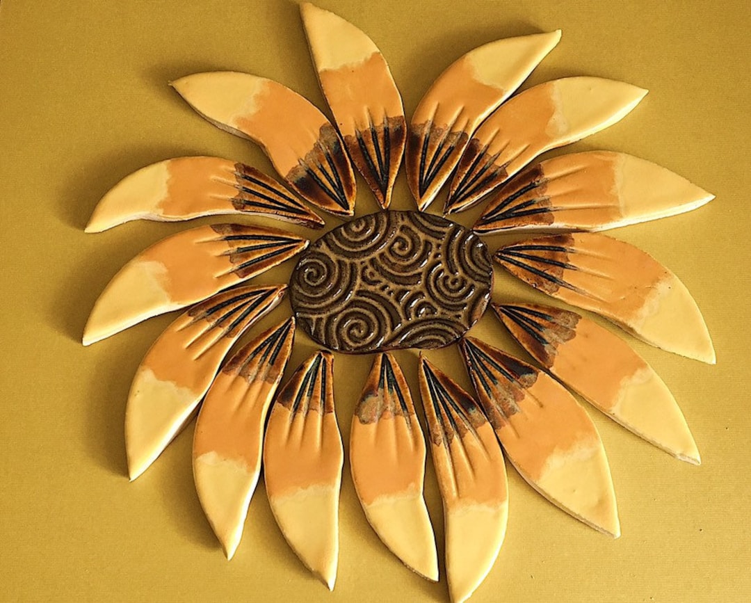 Sunflower Ceramic Tiles Set 8.5 - Etsy