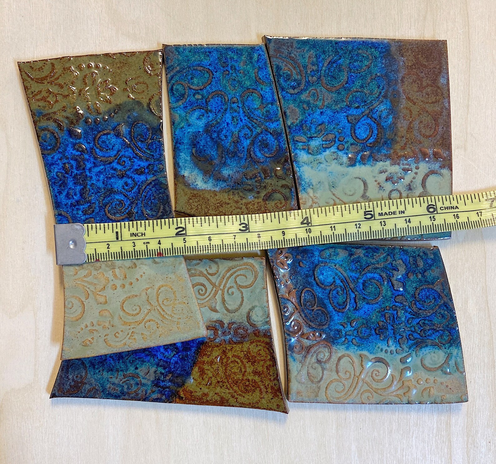 Textured Blue and Green Ceramic Tiles for Mosaic 6x - Etsy