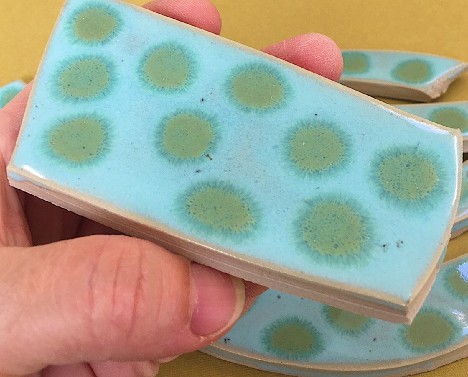 Sky Blue Ceramic Tiles With Dots for Mosaic - Etsy