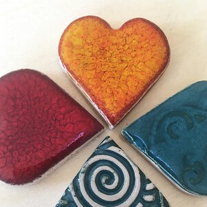 Colorful Ceramic Heart Tiles for Mosaic 4 Pieces - Etsy