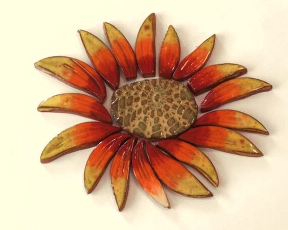 Sunflower Mosaic Tiles Ceramic flower tiles 4.5 | Etsy