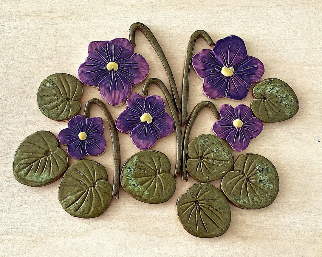 Violets, Ceramic Flower Tiles Set - Etsy