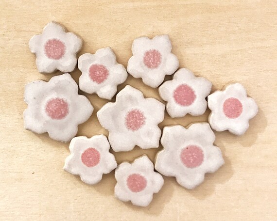 White Hand Painted Flowers Ceramic Tiles 10 Pieces | Etsy