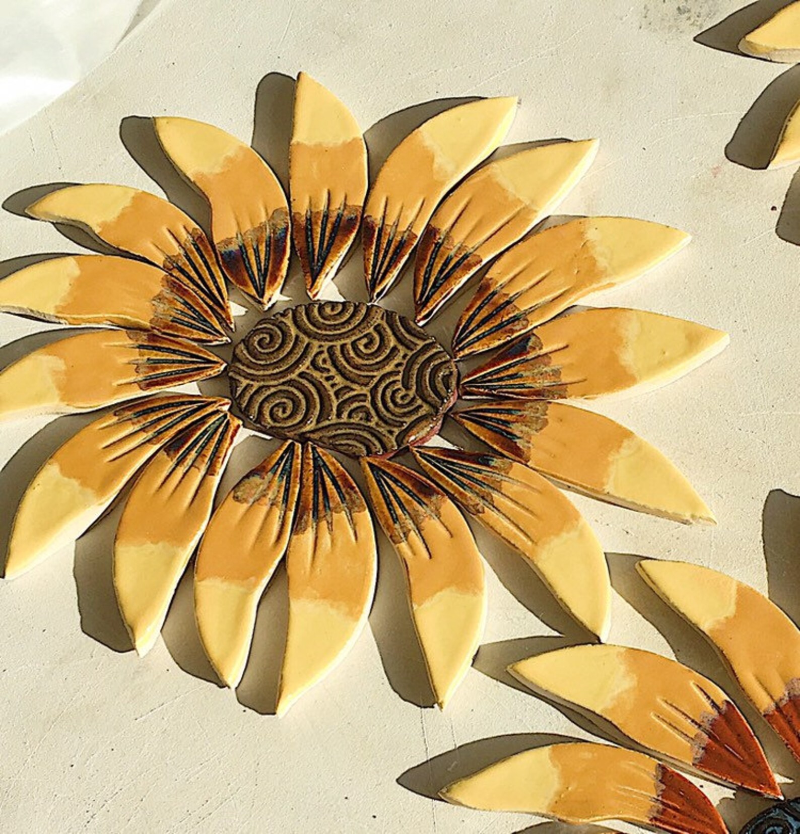 Sunflower Ceramic Tiles Set 8.5 - Etsy