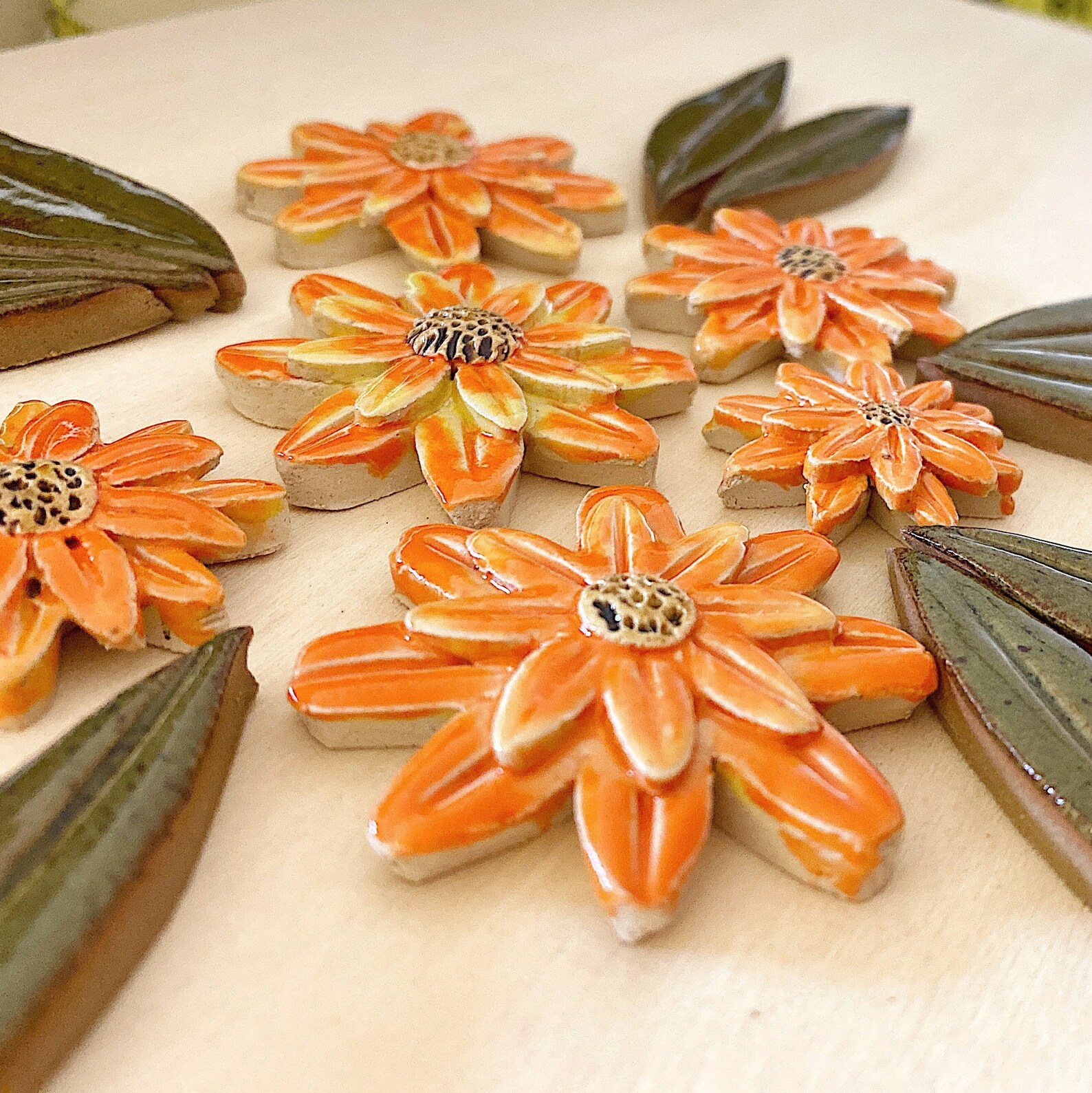 Marigolds Ceramic Flower Tiles Set - Etsy