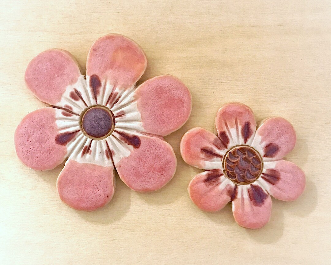 Two Pink Flowers Tiles for Mosaic and Wall Decoration - Etsy