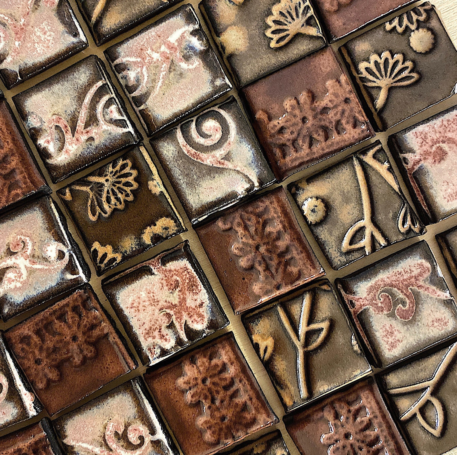 Rustic Textured Ceramic Square Tiles for Mosaic | Etsy