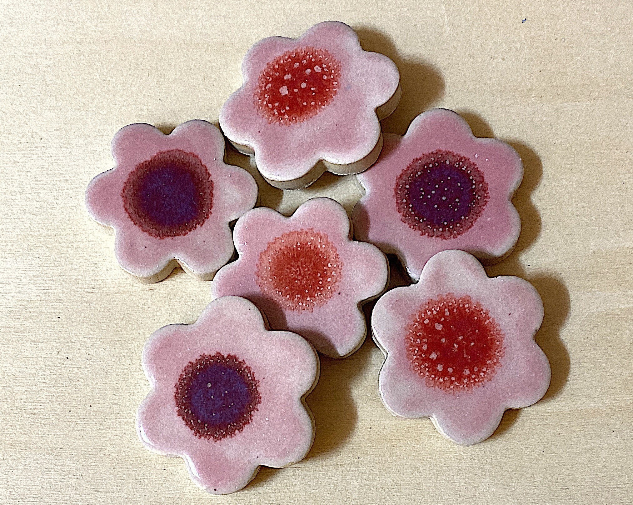 Pink Small Flowers Flower Tiles Set 6 pieces | Etsy