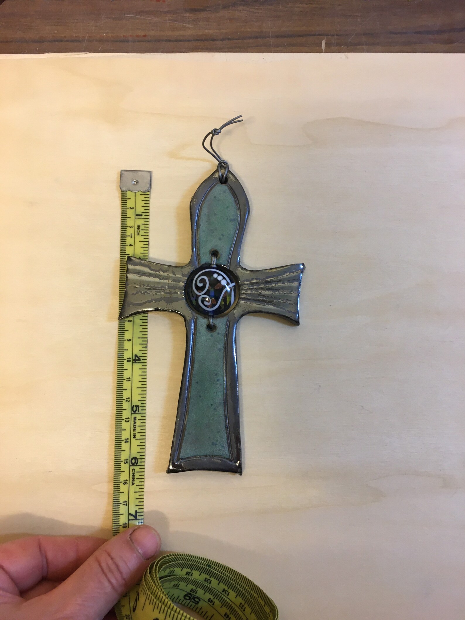 Ceramic Wall Cross Decorated With Murano Glass Lampwork Bead | Etsy