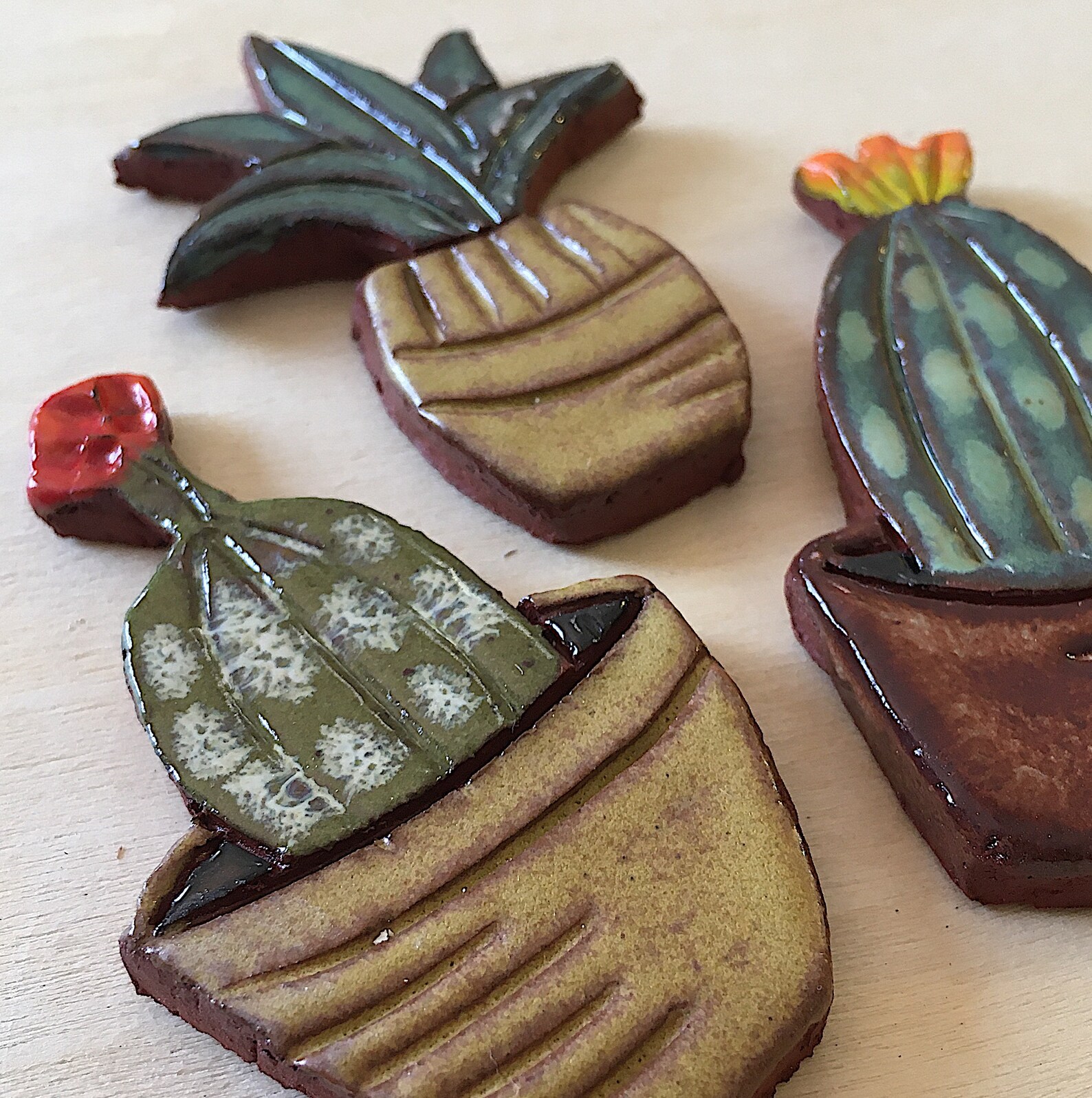 Cactus Tiles Set , Handmade Mosaic Tiles 3 Pieces - Etsy