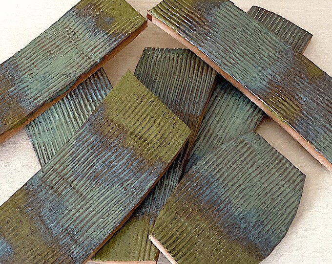 Textured Green Ceramic Tiles for Mosaic 6x 6coverage - Etsy