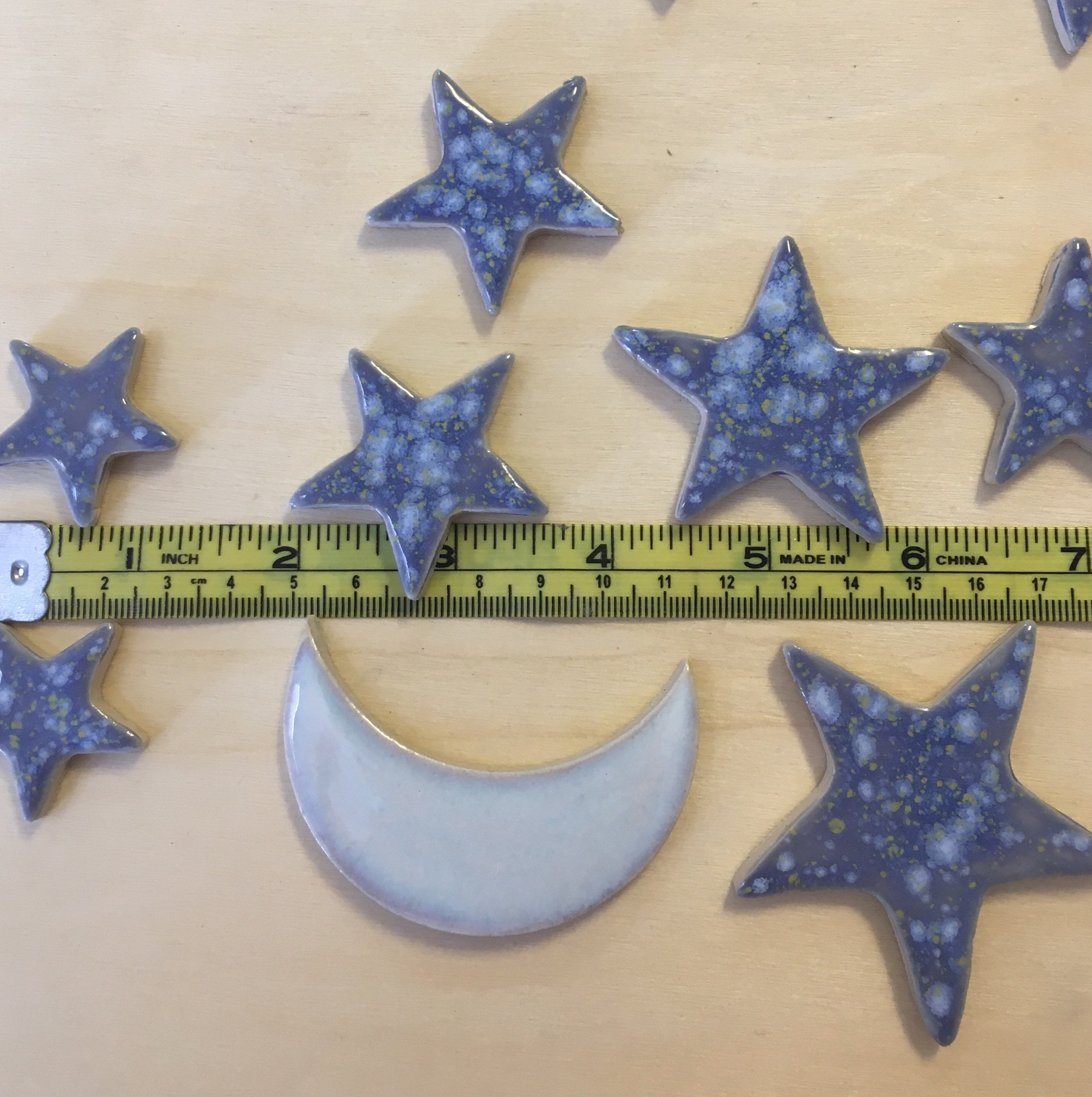 A Moon and Stars Ceramic Tiles for Mosaic and Wall Art 11 | Etsy