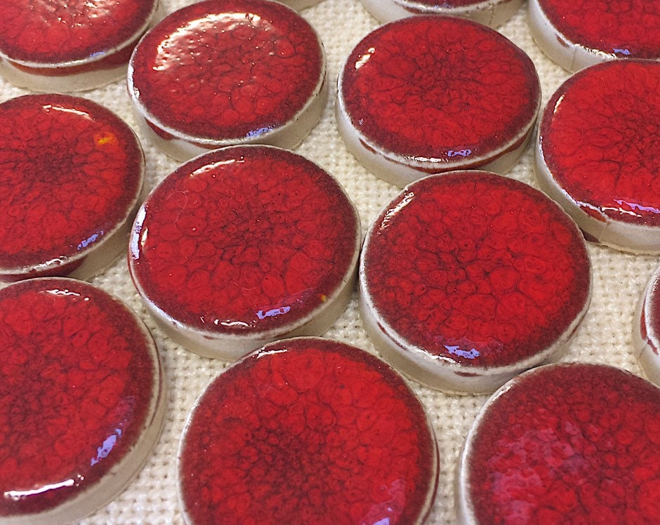 Deep Red Ceramic Circles for Mosaic 20 Pieces - Etsy