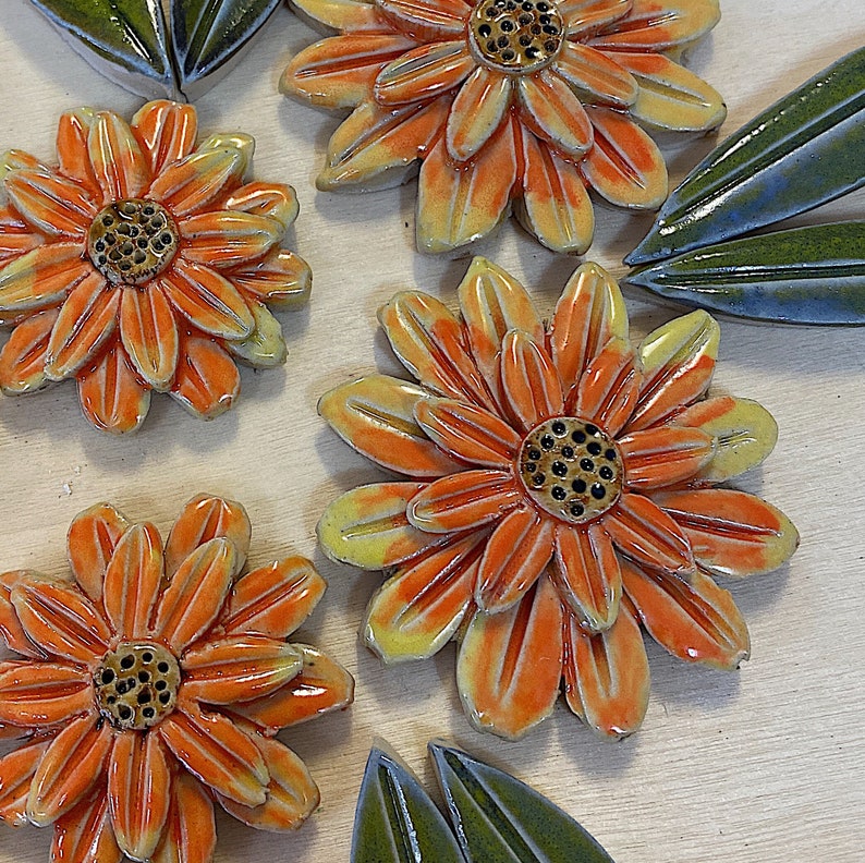 Marigolds Ceramic Flower Tiles Set - Etsy