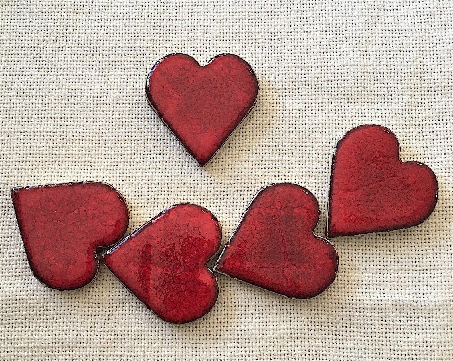 Deep Red Ceramic Heart Tiles for Mosaic 5 Pieces - Etsy