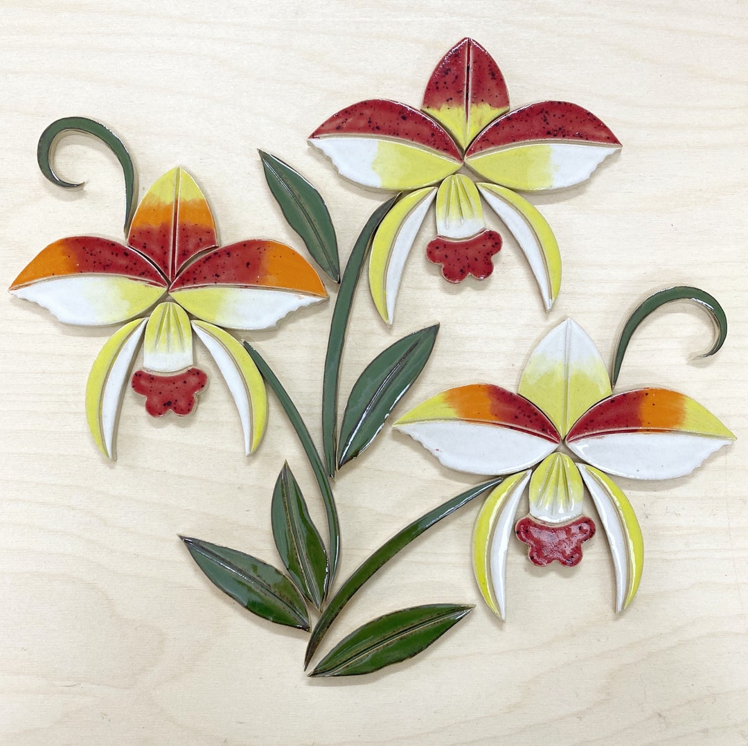 Colorful Orchids, Ceramic Tiles Set for Mosaic and Wall Decoration - Etsy