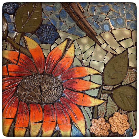 Sunflower Ceramic Tiles Set 8 - Etsy