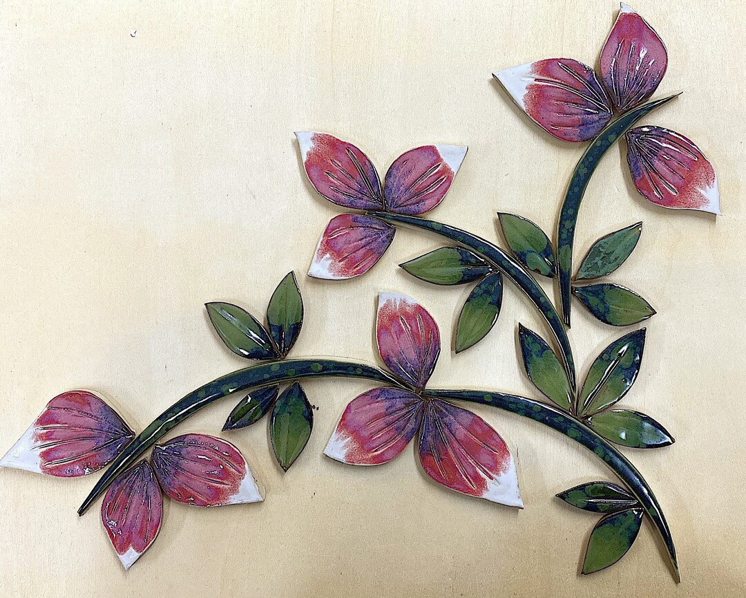 Climber Plant, Flower Ceramic Tiles Set for Mosaic and Wall Decoration ...