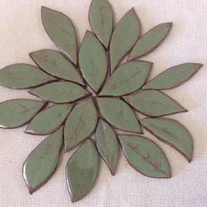 Green Leaf Ceramic Tiles for Mosaic, Handmade Green Ceramic Tiles (10 ...