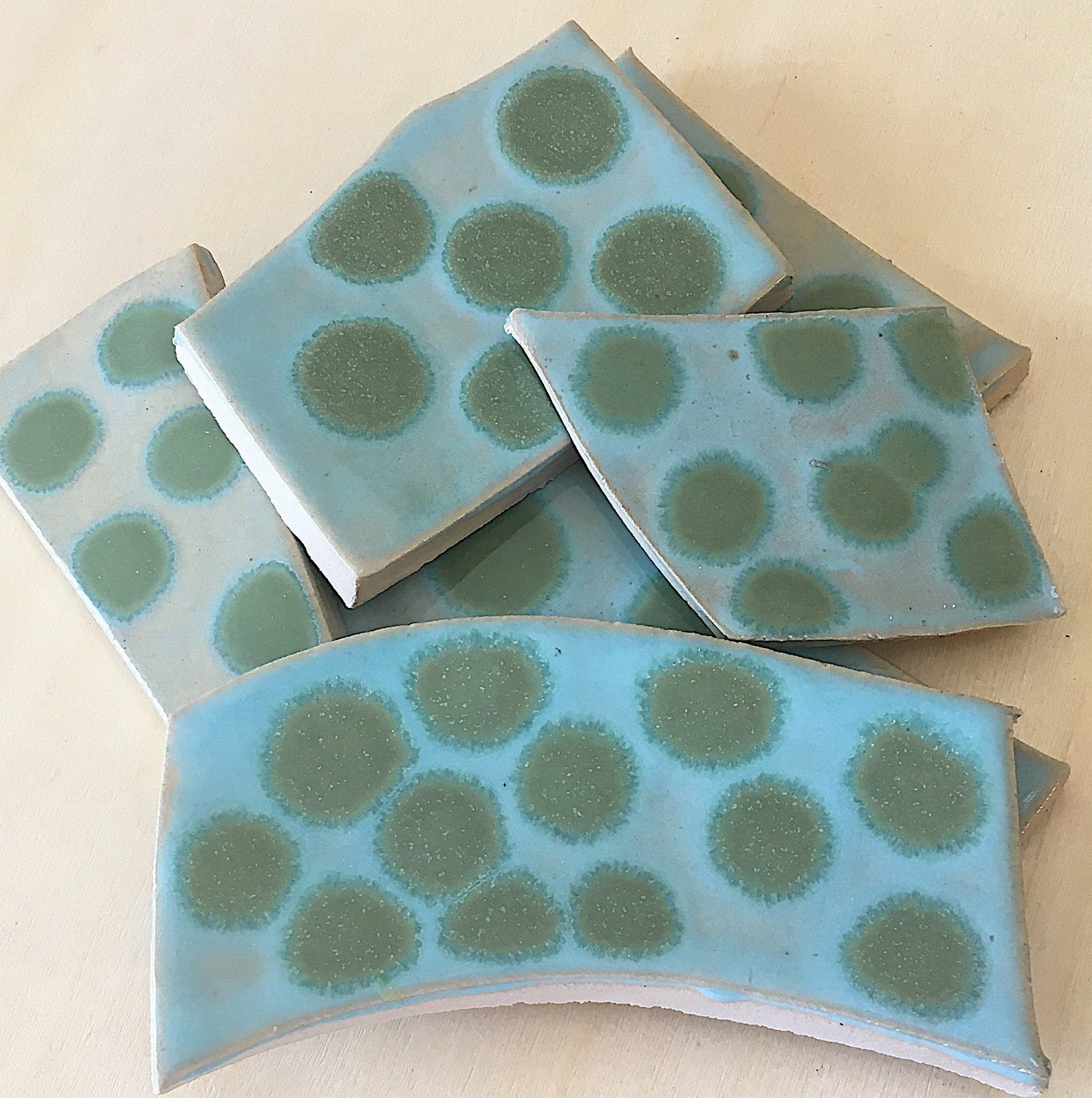 Sky Blue Ceramic Tiles With Dots for Mosaic - Etsy