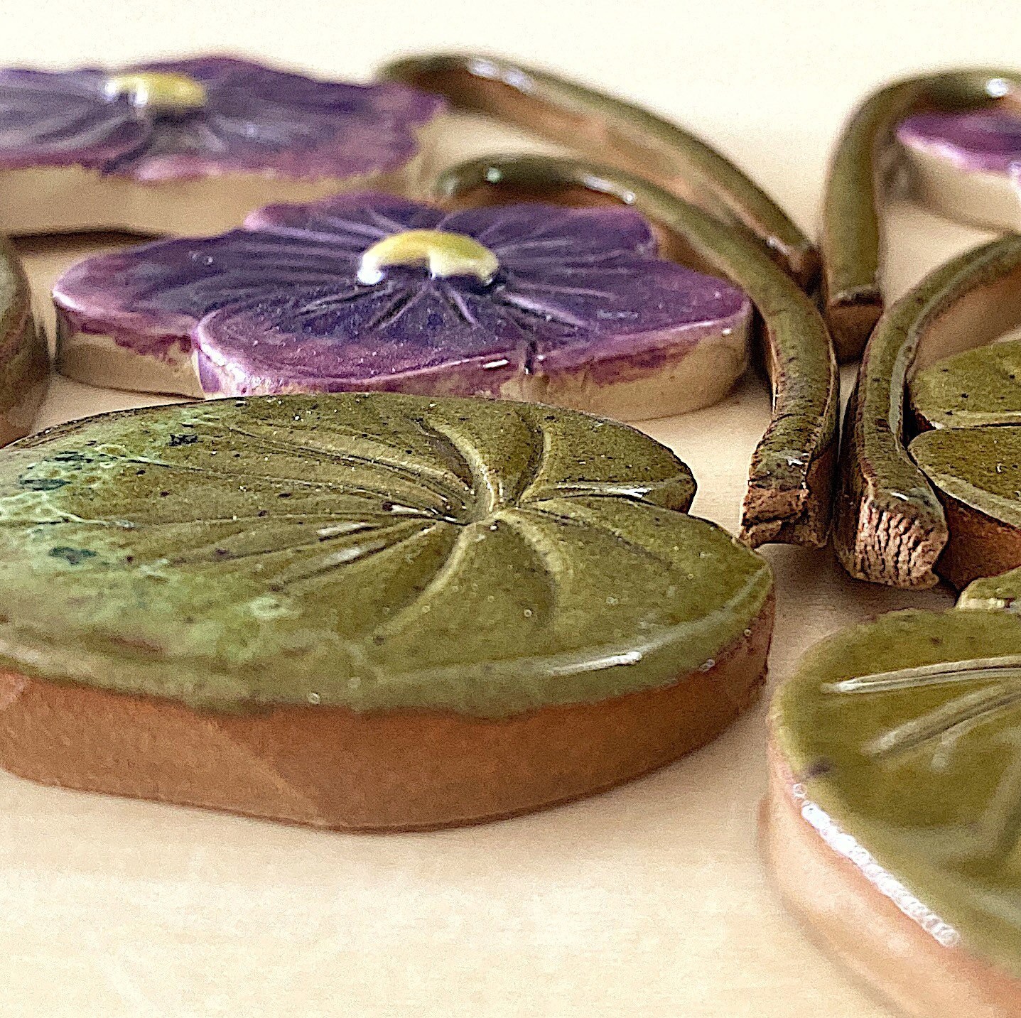 Violets Ceramic Flower Tiles Set | Etsy