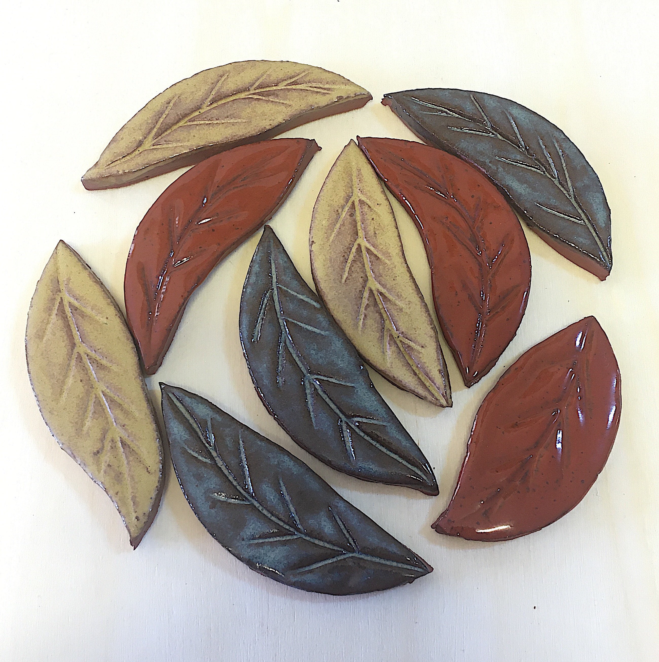 Fall Leaf Mosaic Tiles 9 Pieces | Etsy