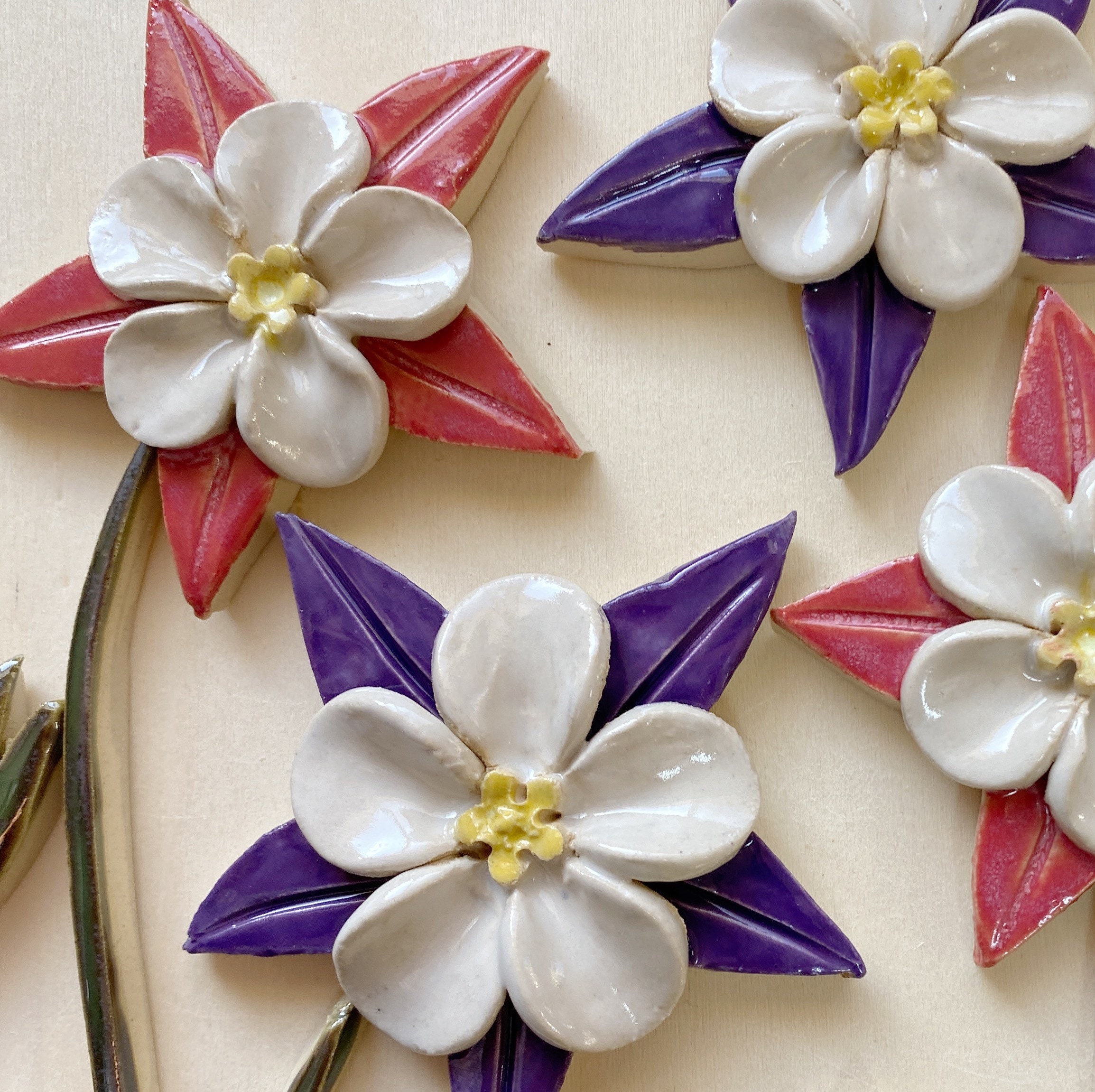 Mosaic Flower Tiles Columbine Flower Tiles Ceramic Flowers - Etsy