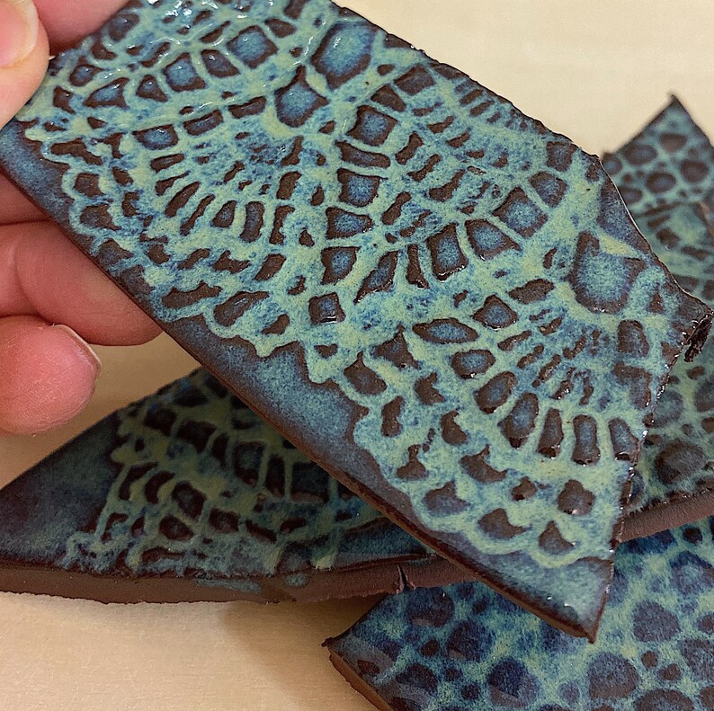 Textured Green-blue Ceramic Tiles for Mosaic Making Mosaic - Etsy