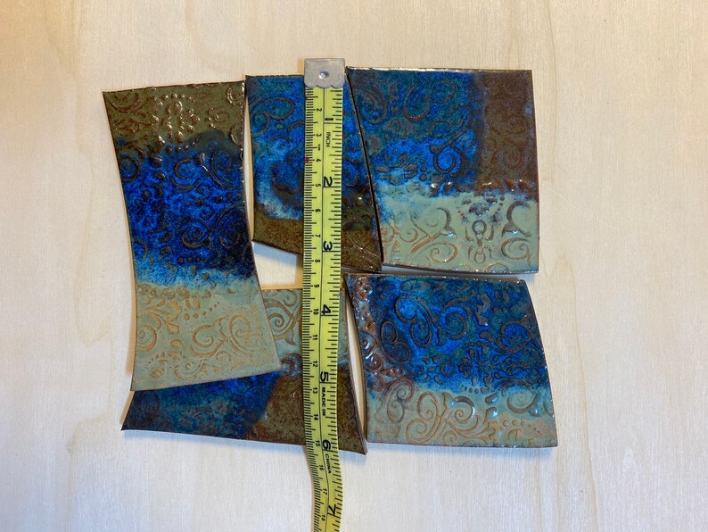 Textured Blue and Green Ceramic Tiles for Mosaic 6x - Etsy
