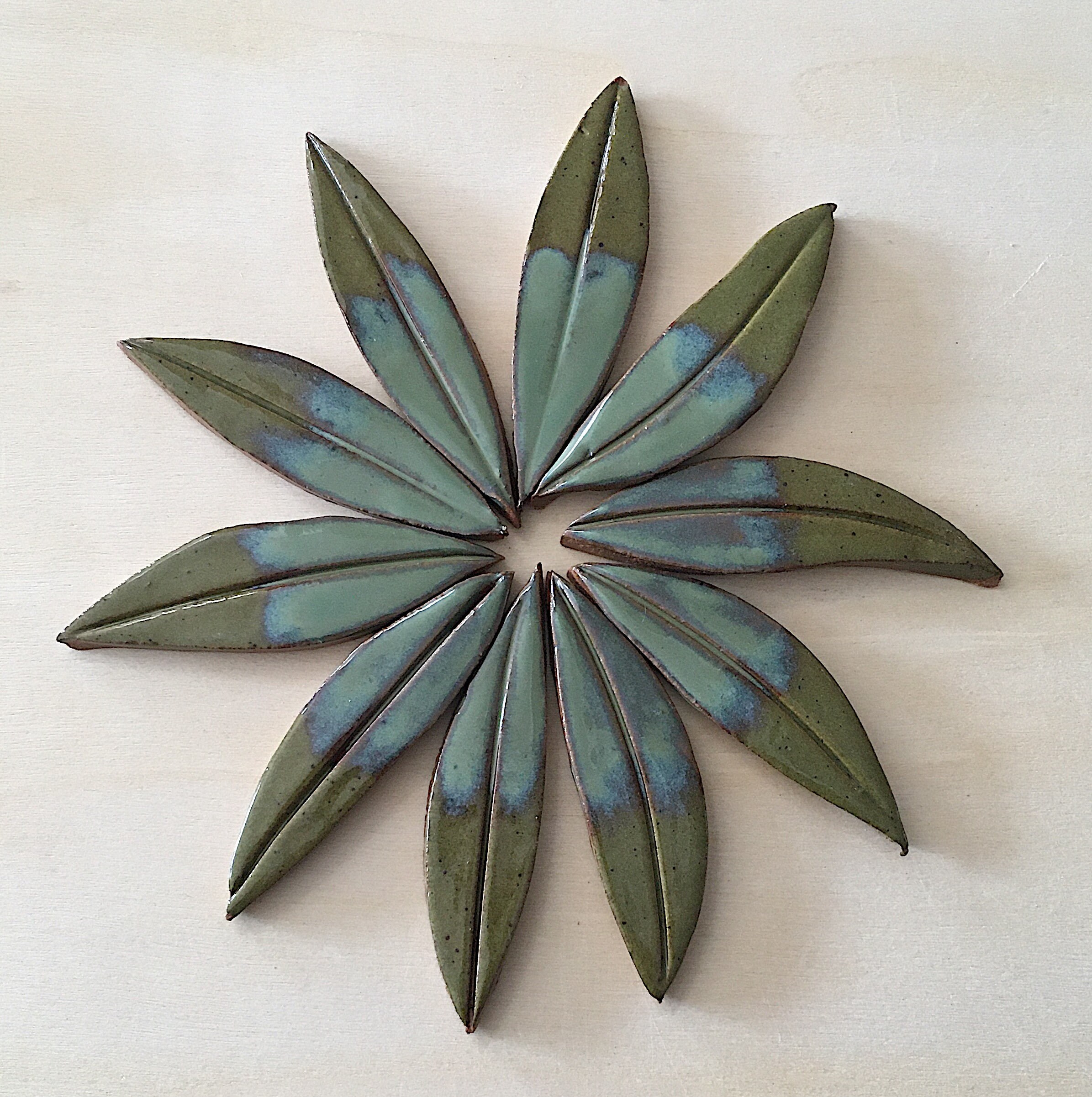 Green Leaf Ceramic Tiles for Mosaic Handmade Green Ceramic | Etsy