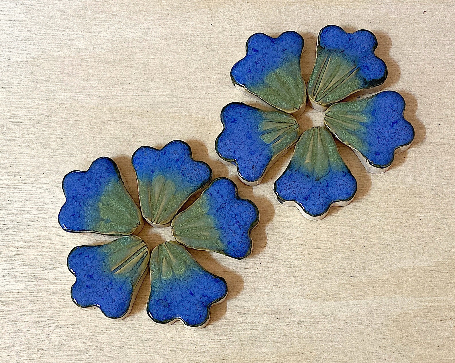 Green and Blue Flowers Tiles 10 Pieces | Etsy