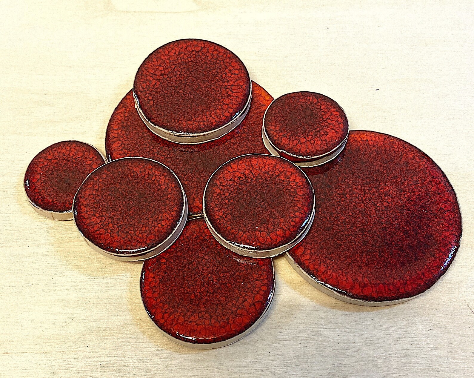 Deep Red ceramic circles for mosaic 8 pieces | Etsy