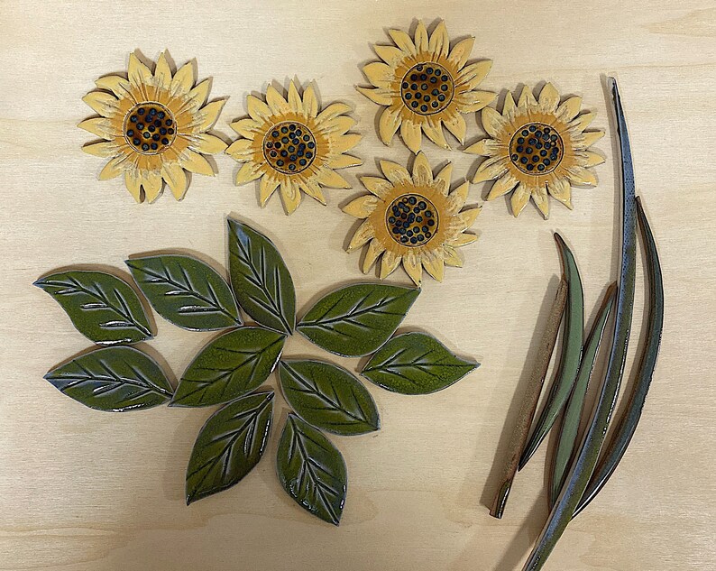 Sunflowers Ceramic Tiles Set for Mosaic and Wall Decor - Etsy